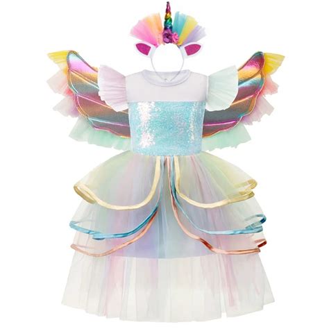 2021 유니콘 드레스 소녀 투투 의상 날개 달린 어린이 소녀 공주 의상 새해 어린이 Jyf Aliexpress