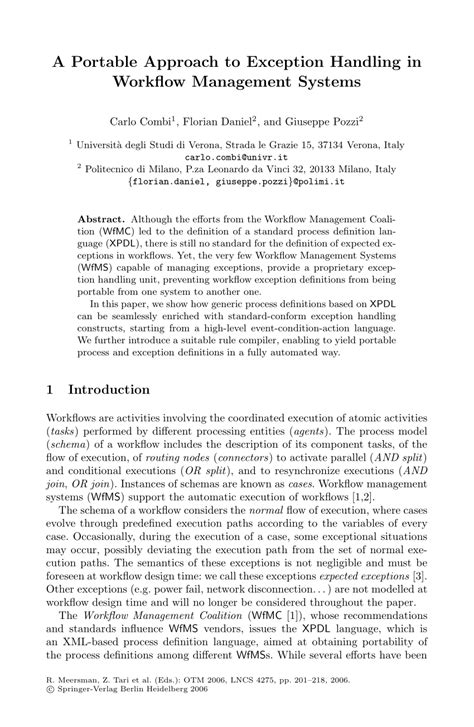pdf a portable approach to exception handling in workflow management