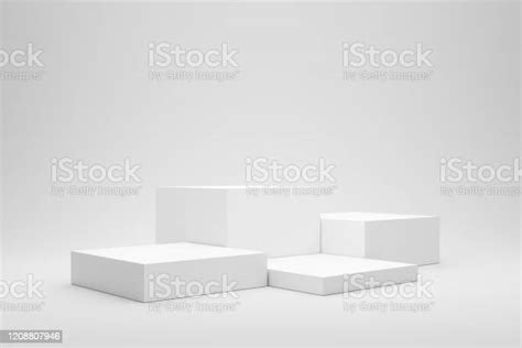 상자 스탠드 개념흰색 배경에 빈 연단 또는 받침대 디스플레이 빈 제품 선반 서 배경 3d 렌더링 강단에 대한 스톡 사진 및 기타 이미지 Istock