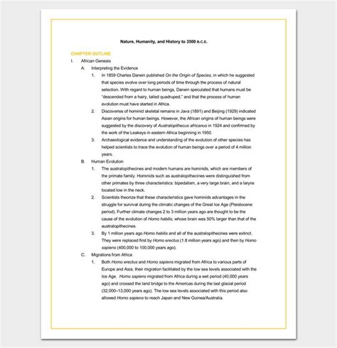 Novel Chapter Outline Template At A Glance