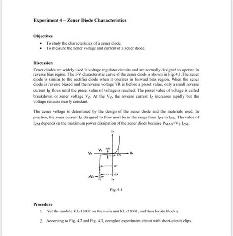 Solved Experiment Zener Diode Characteristics Objectives Chegg Com