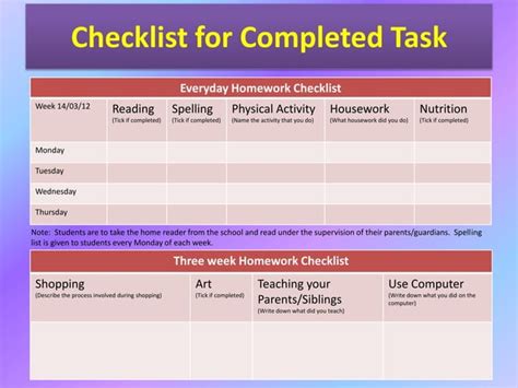 Homework Grid Ppt
