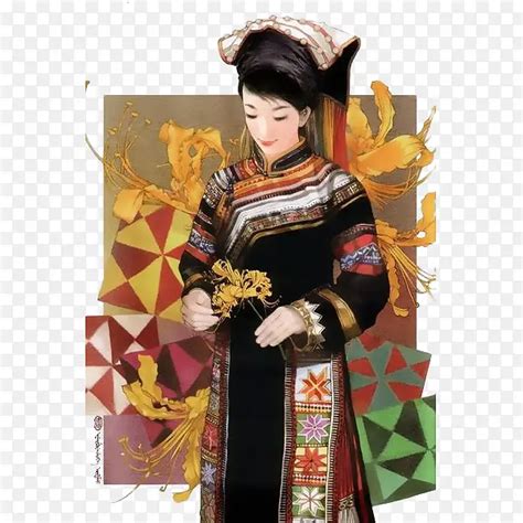 唯美彝族少数民族美女手绘插画免png图片素材下载图片编号qdzdxbaq 免抠素材网