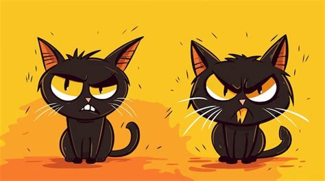 Cute And Funny Angry Cats Smiles Cartoon Emoticons Premium Ai