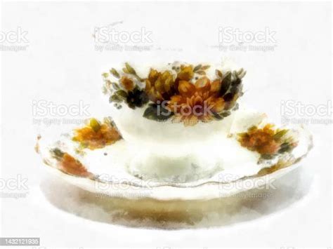 흰색 배경 수채화 스타일 일러스트 인상파 그림에 빈티지 커피 컵 노랑에 대한 스톡 벡터 아트 및 기타 이미지 노랑 미식가 빨강 Istock