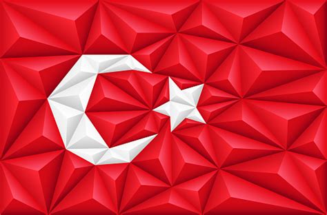 화려한 빨간색과 흰색 피라미드와 다각형의 형태로 추상 적색 다각형 배경 터키 다각형 플래그 0명에 대한 스톡 벡터 아트 및 기타 이미지 Istock