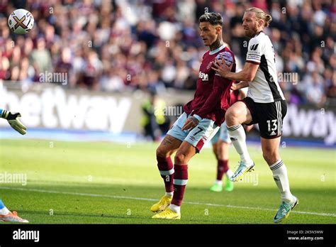 West Ham Uniteds Gianluca Scamacca Controls The Ball Before Scoring