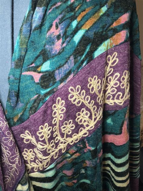 Womens Multi Colored Long Cardigan Duster Sweater Coat Size Ml Ebay