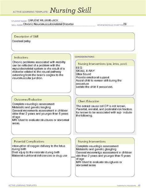 Active Learning Template Nursing Skill Form Chronic