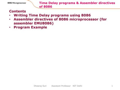 Time Delay Programs And Assembler Directives 8086 Pptx
