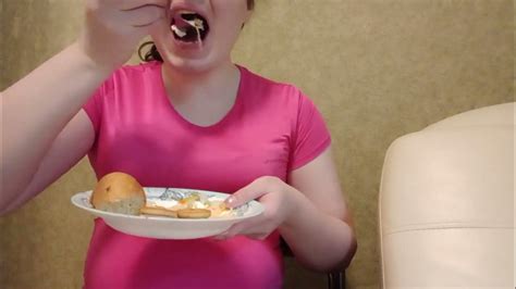 Cute Girl Loves To Eat And Show It Belly Eating Chubby Food