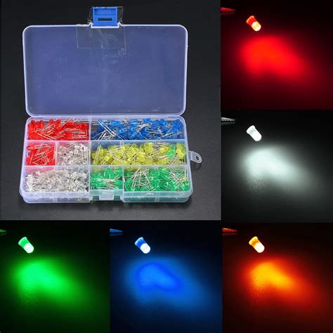 500pcs 5mm Led Light White Yellow Red Blue Green Diy Assortment Diodes Kit Sale Banggood Com