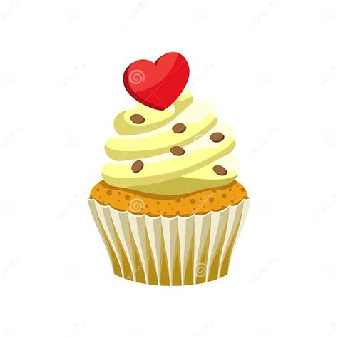 Yummy Sweet Cupcake With Cream Color Vector Illustration Stock Vector