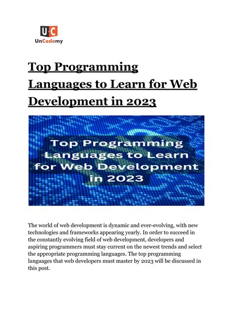 Top Programming Languages To Learn For Web Development In 2023 1pdf