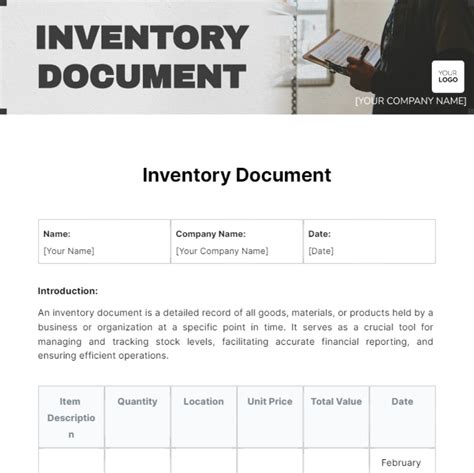 FREE Inventory Templates Edit Online Download Template Net