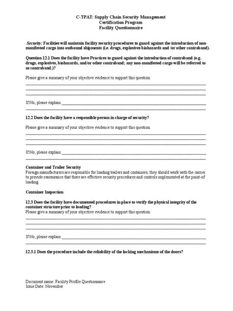 C Tpat Facility Questionnaire Identity Document Online Safety And Privacy