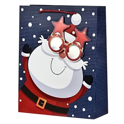 Новорічний подарунковий пакет Cool Glasses 3d з ручками дизайн із