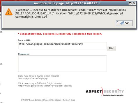 Owasp Webgoatsame Origin Policy Protection Aldeid