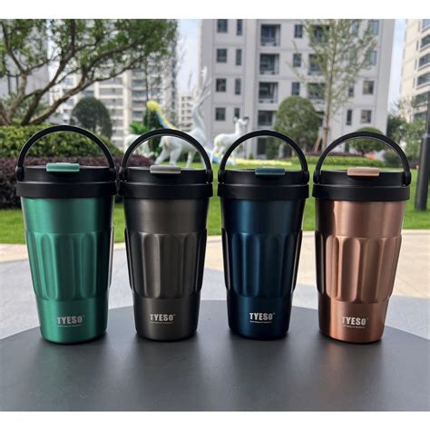 พร้อมส่ง แถมยางรอง แก้วเก็บอุณภูมิ Tyeso ฝารุ่นใหม่ แบบหลอดดูดหรือยกดื่ม ความจุ 600 750 900