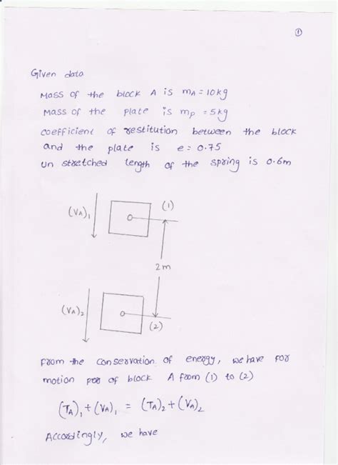 A 10 Kg Block A Is Released From Rest 2 M Above The 5 Kg Plate P Which Wizedu
