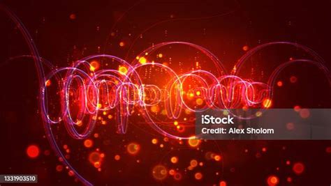 공간에서 날아다니는 굴곡과 파도가 있는 추상적인 실 끝없이 펼쳐진 불꽃과 빨간색과 주황색 의 광채 가능성에 대한 스톡 벡터 아트 및 기타 이미지 Istock