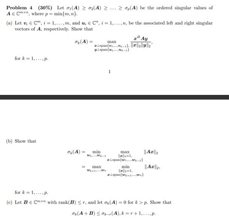 Problem 4 30 Let σ1 A σ2 A σp A be the ordered Chegg com