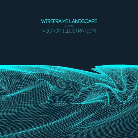 D Wireframe Terrain Wide Angle EPS Vector Vector Art At Vecteezy