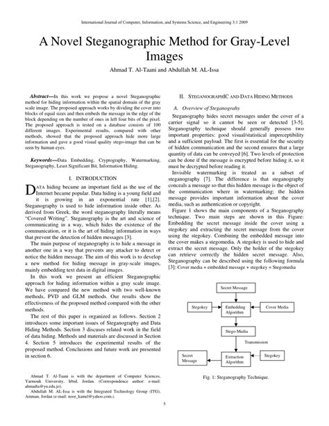PDF A Novel Steganographic Method For Gray Level Images