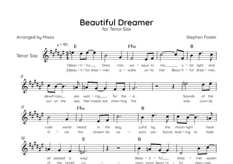 Beautiful Dreamer Solo Tenor Sax In E Major Easy Lyrics And Chords