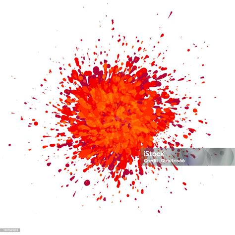개별 입자에 의해 형성 된 흰색 배경에 빨간색 잉크 가 튀어 나오게됩니다 폭발에 대한 스톡 벡터 아트 및 기타 이미지 폭발