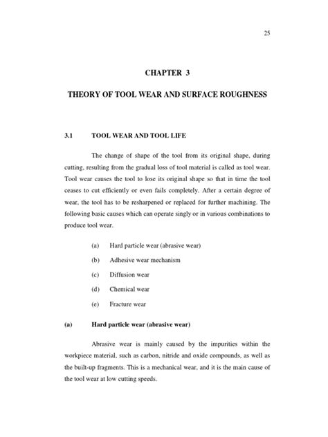 Theory Of Tool Wear And Surface Roughness Pdf Wear Surface Roughness