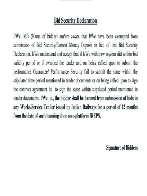 Bid Security Declaration Pdf