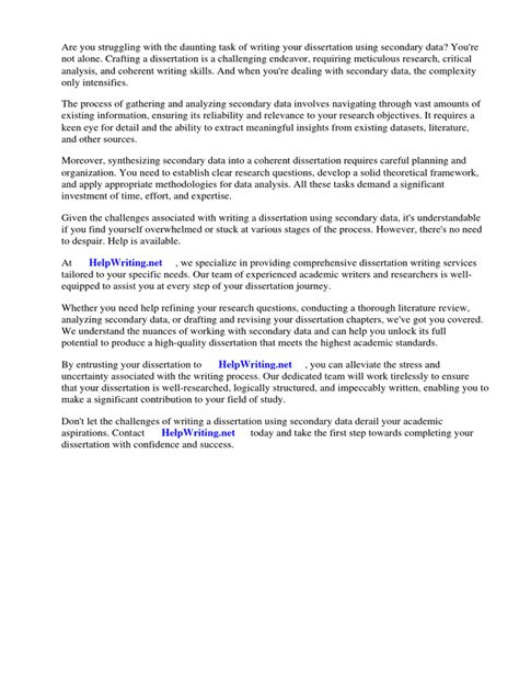 Dissertation Using Secondary Data Pdf Data Methodology
