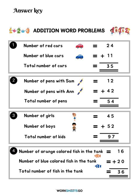 Worksheets Word Problems