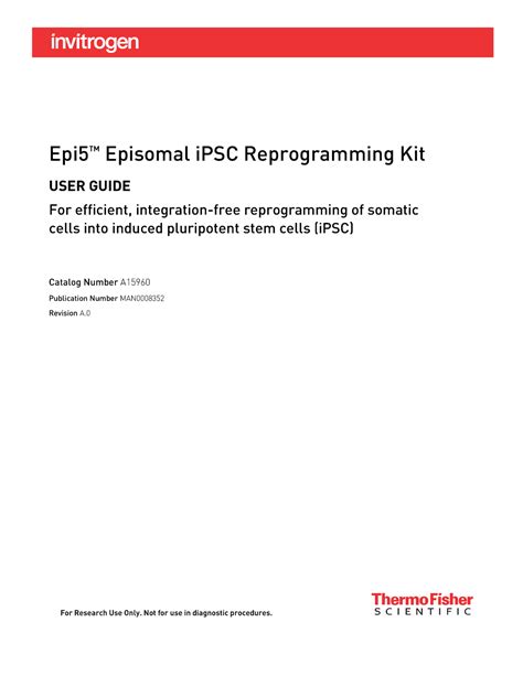 Epi5 Episomal Ipsc Reprogramming Man Epi ™ Episomal Ipsc Reprogramming Kit User Guide For