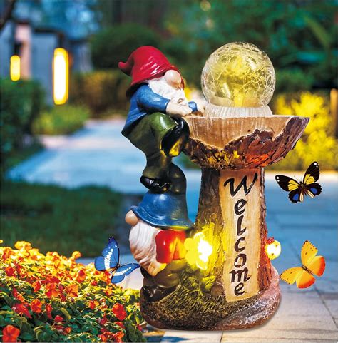 Suyanxi Garden Gnome Statuegarden Gnomes With Solar Led Light Magic Ball Welcome