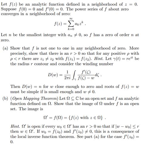solved let f z be an analytic function defined in a