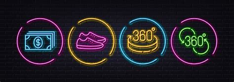 신발 은행 및 360도 최소 라인 아이콘 웹 응용 프로그램 인쇄용 네온 레이저 3d 조명 벡터 0명에 대한 스톡 벡터 아트 및 기타 이미지 Istock
