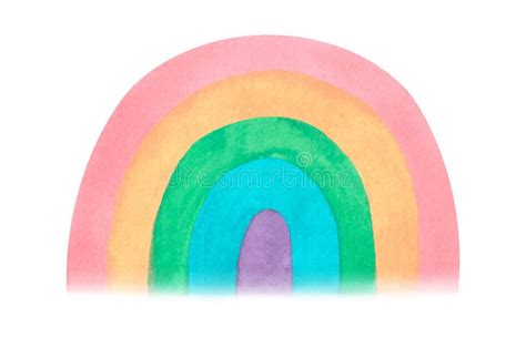 A Bright Fairy Tale Rainbow Painted In Watercolor And Isolated On A