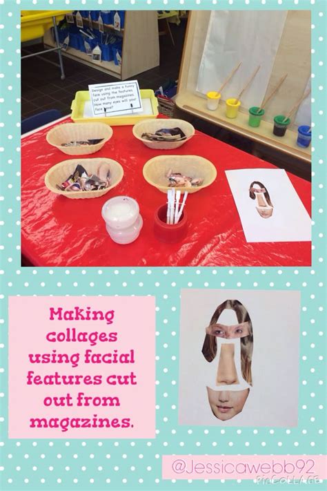 Creating Collages Using Facial Features Cup Out From Magazines Eyfs