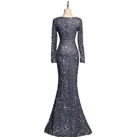Plus Size Sexy Sequins Long Sleeve Evening Dress Hello Curve