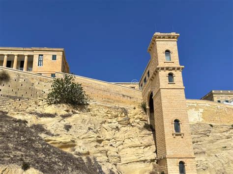 Upper Barrakka Lift Tower And Surrounding Architecture In Valletta