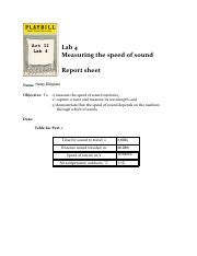 Measuring The Speed Of Sound Outdoors Lab 4 Report And Results Course Hero