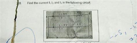 28 find the current i1 i2 and i3 in the following circuit filo