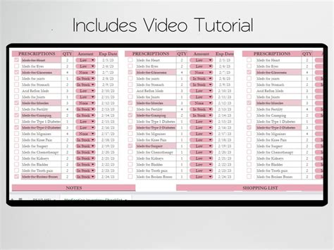 Medication Checklist Medication Tracker Daily Medication Log Medication List Planner