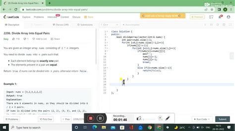 2206 divide array into equal pairs leetcode solution in c data