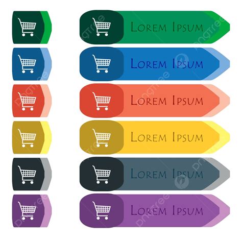 Colorful Flat Shopping Cart Button Set With Small Modules Vector Shopping Trolley Retail Sign