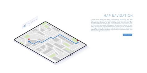 Mobile Navigation Application In Isometric Vector Illustration Vector Art At Vecteezy