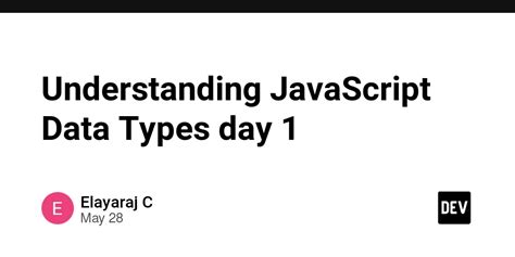 Understanding Javascript Data Types Day 1 Dev Community