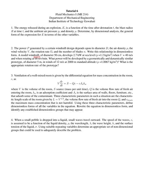 Tutorial UP VOTE FOR MATRIELS Fluid Mechanics IIT Guwahati Studocu